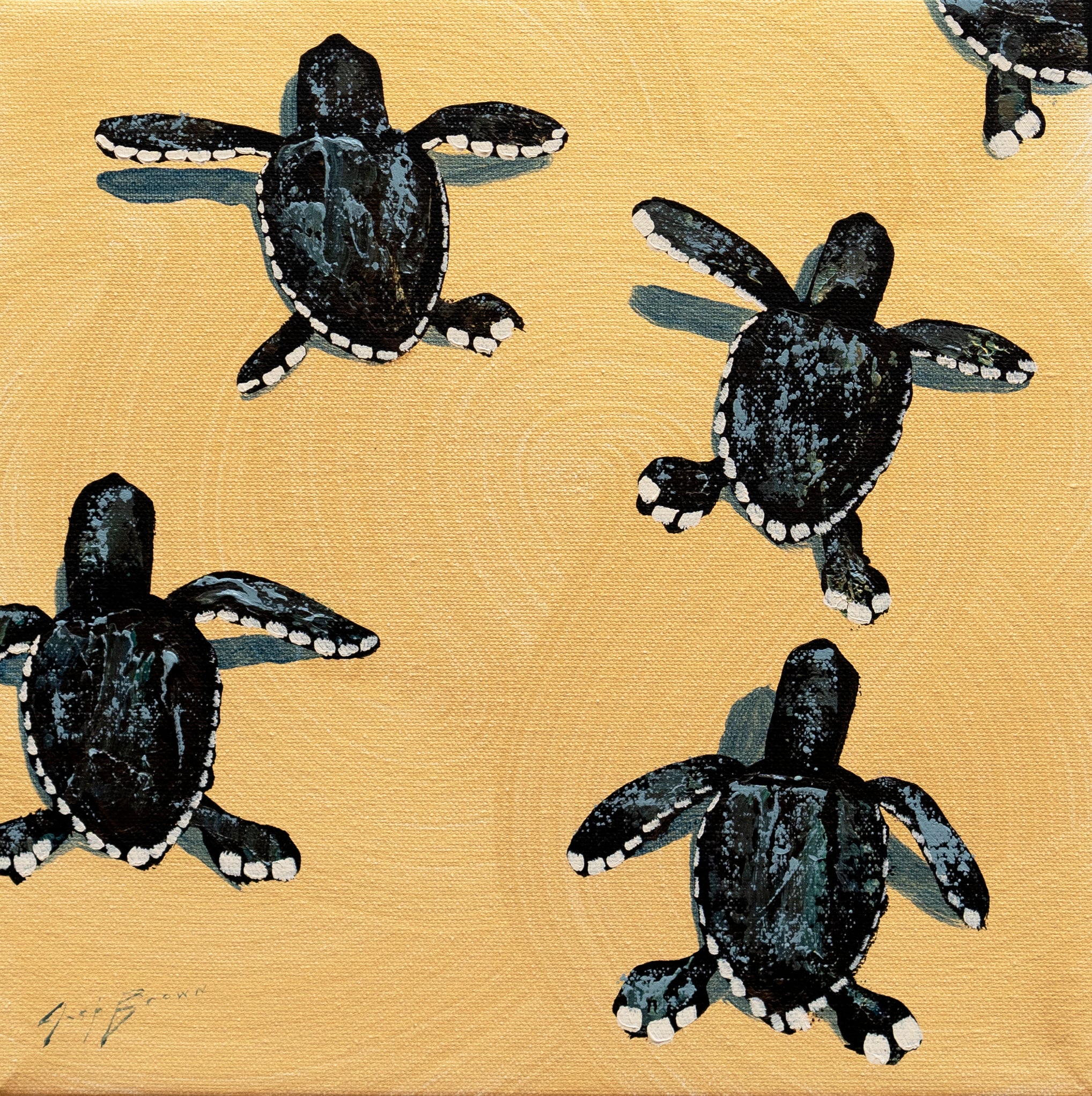 green turtles on gold swirls | Josh Brown – The Miller Gallery